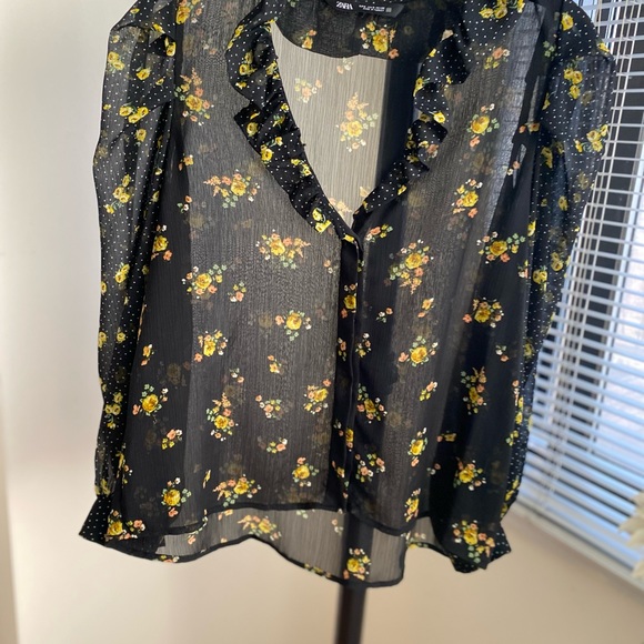 Zara | Tops | Zara Sheer Ruffle Top | Poshmark